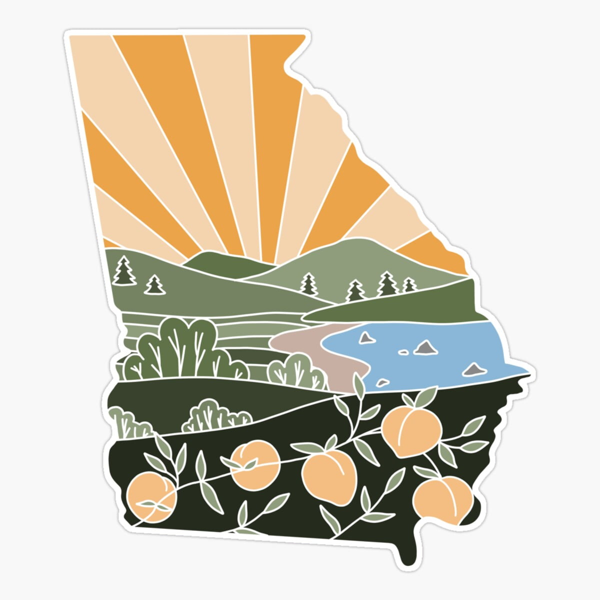 DOPASTICKER Georgia Illustrated Graphic Sticker, Phone Sticker Car ...