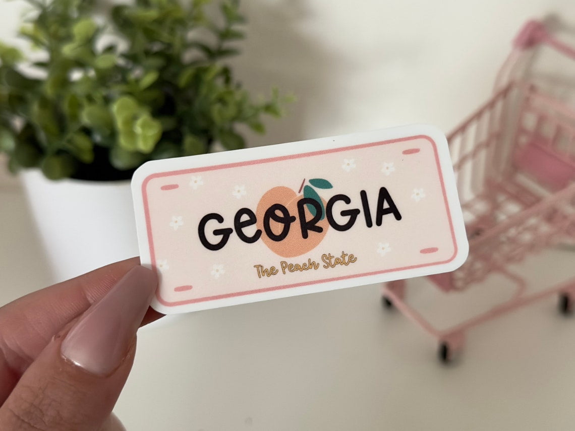 DOPASTICKER Georgia Plate Waterproof Sticker, Georgia Gifts, The Peach ...