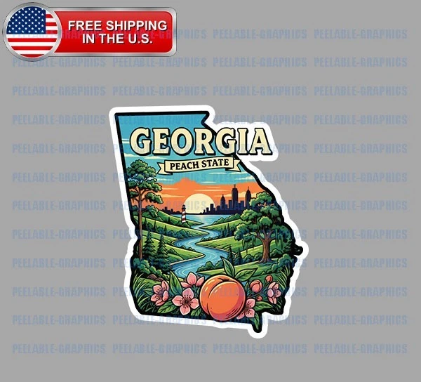 DOPASTICKER Georgia State Ga Sticker Souvenir Travel Sticker Phone ...