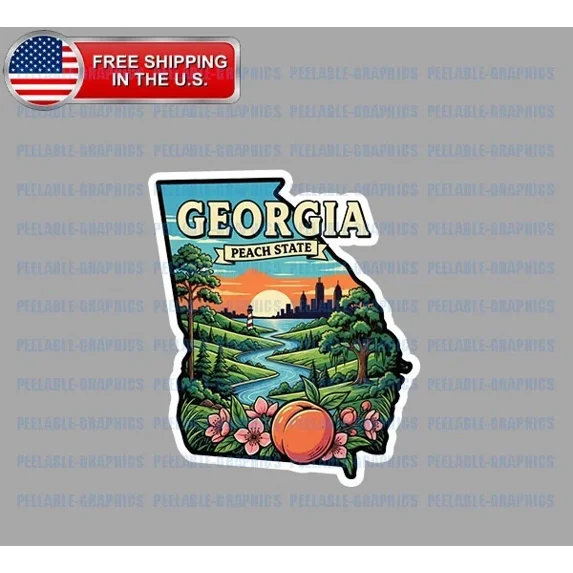 DOPASTICKER Georgia State Ga Sticker Souvenir Travel Sticker Phone ...