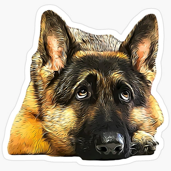 DOPASTICKER German Shepherd Looking Up Sticker, Waterproof Sticker For ...