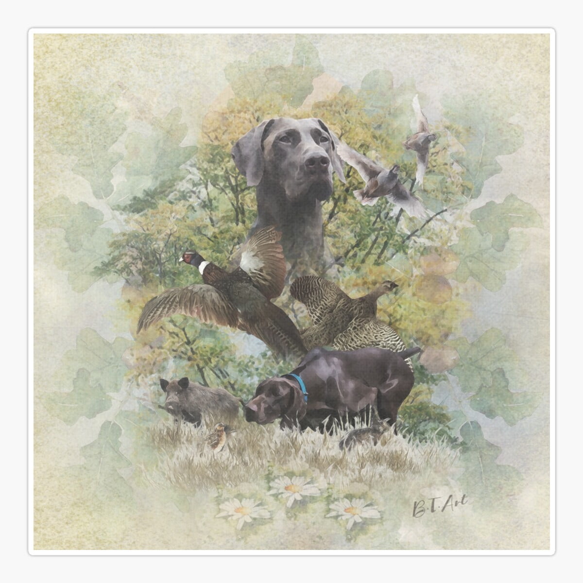 DOPASTICKER German Shorthaired Pointer, Hunting Scene Sticker, Phone ...