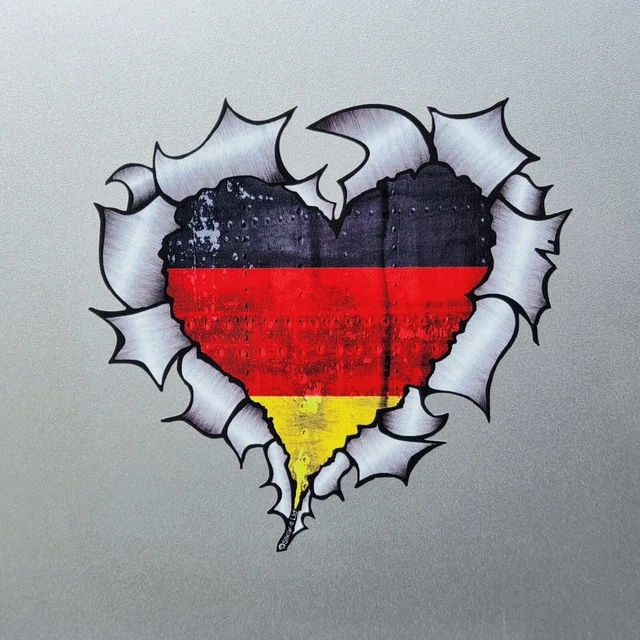 DOPASTICKER Germany German Flag Heart Ripped Metal Sticker Phone Water ...
