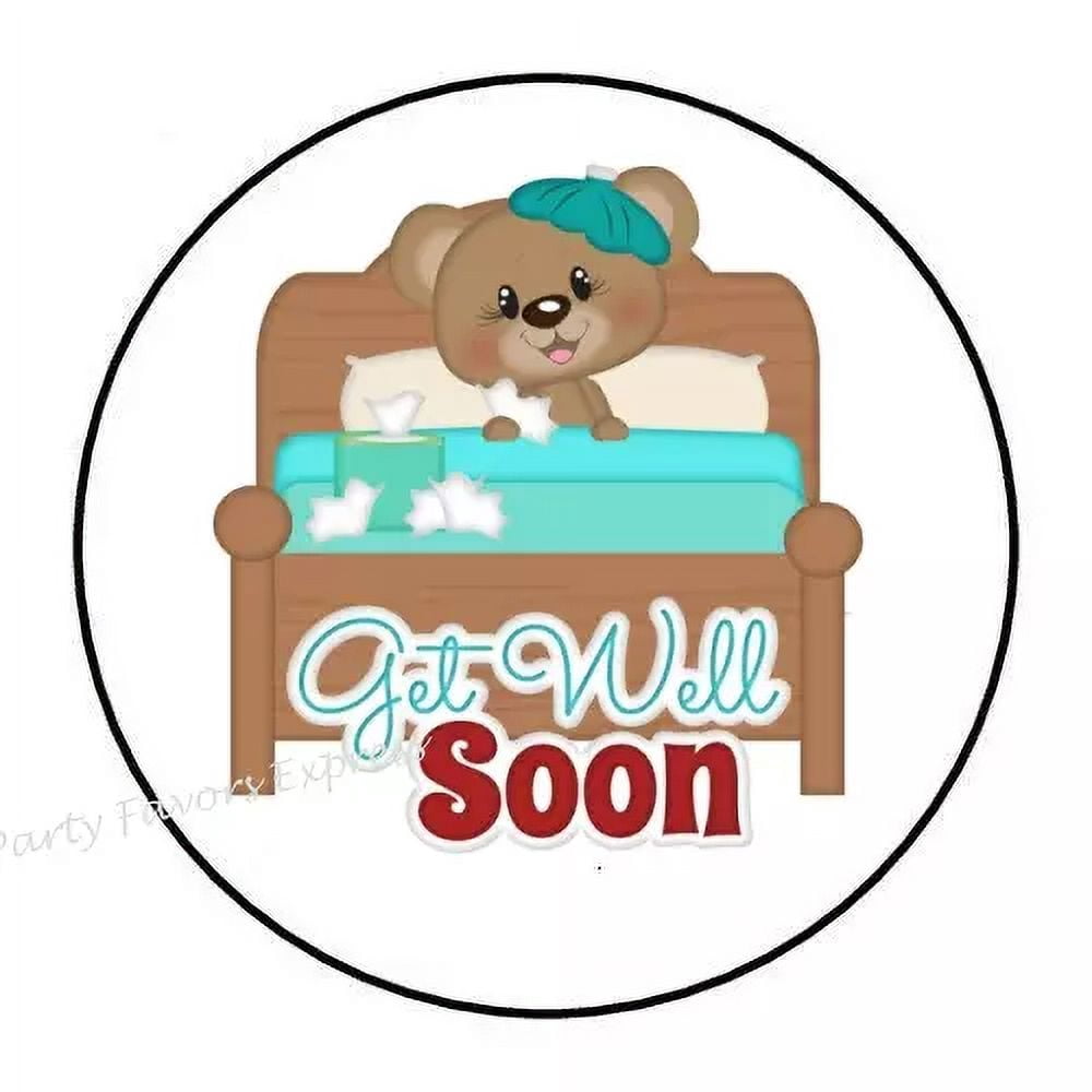 DOPASTICKER Get Well Soon Bear Stickers Favors Phone Decal Water Bottle ...