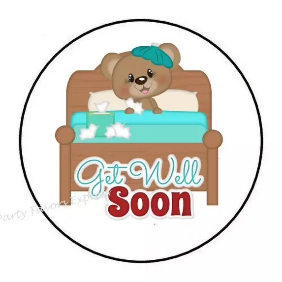 DOPASTICKER Get Well Soon Bear Stickers Favors Phone Decal Water Bottle ...
