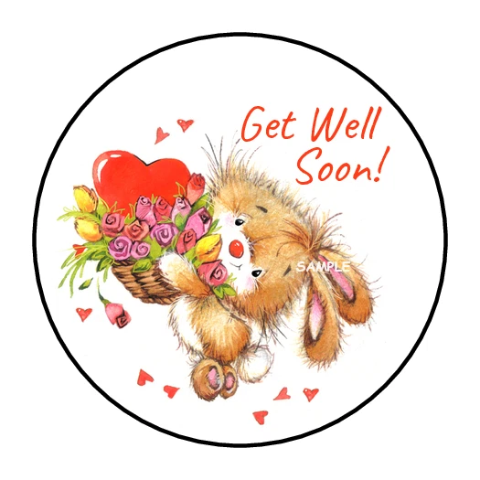 DOPASTICKER Get Well Soon Bunny Flowers Stickers Phone Decal Water ...