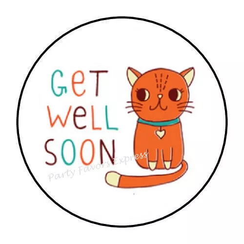 DOPASTICKER Get Well Soon Cat Favors Stickers Phone Decal Water Bottle ...