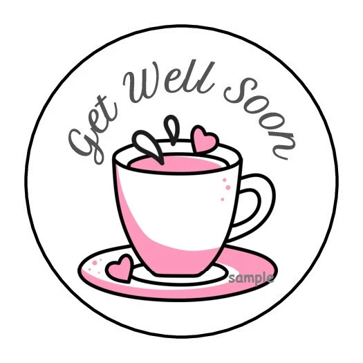 DOPASTICKER Get Well Soon Stickers Tea Hearts Phone Decal Water Bottle ...