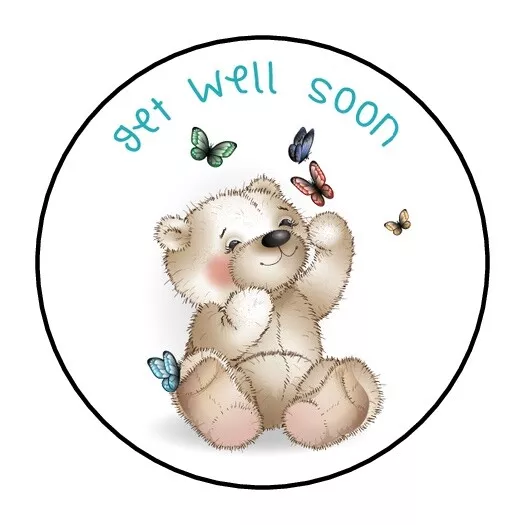 DOPASTICKER Get Well Soon Stickers Teddy Bear Butterfly Phone Decal ...