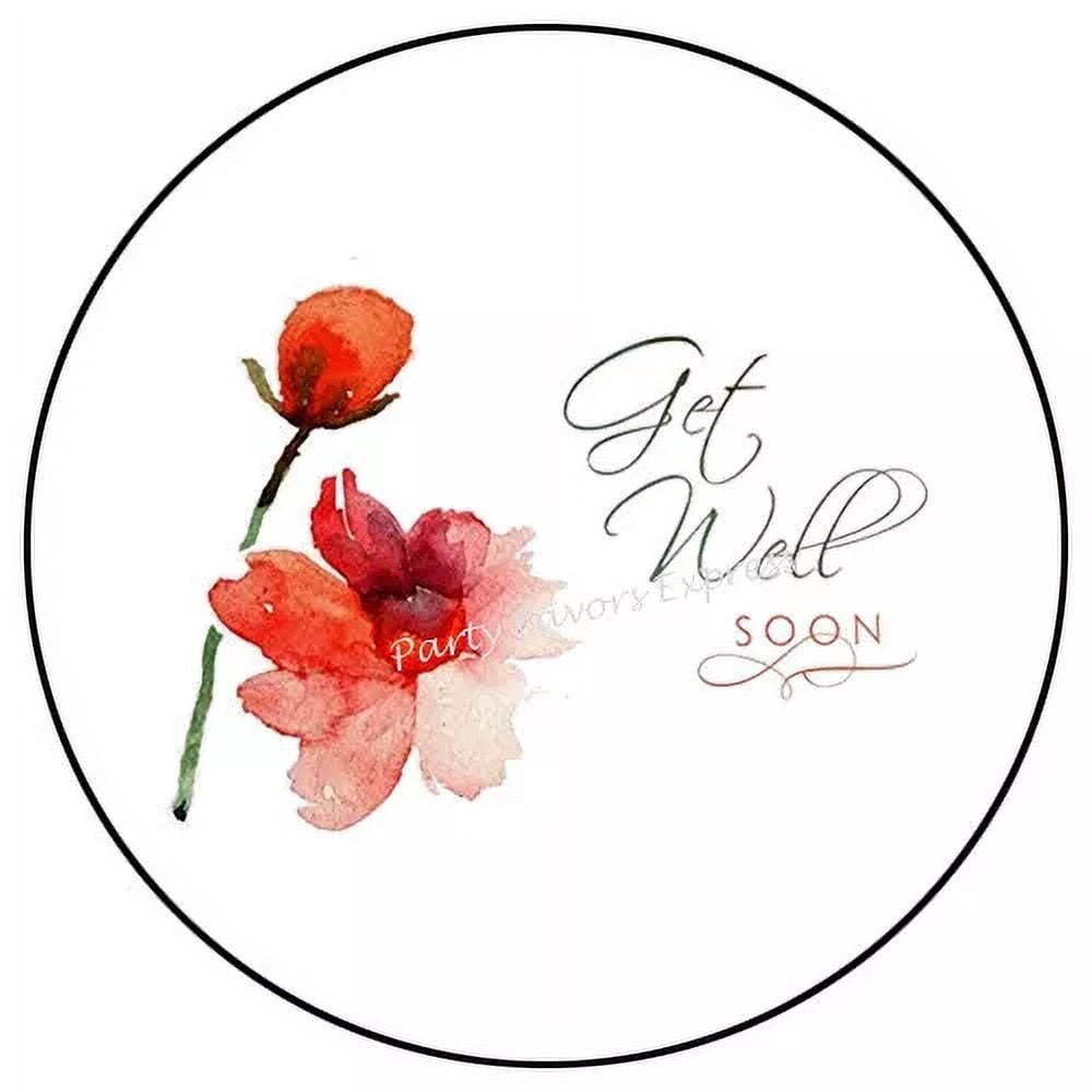 DOPASTICKER Get Well Soon Watercolor Flower Stickers Favors Phone Decal ...