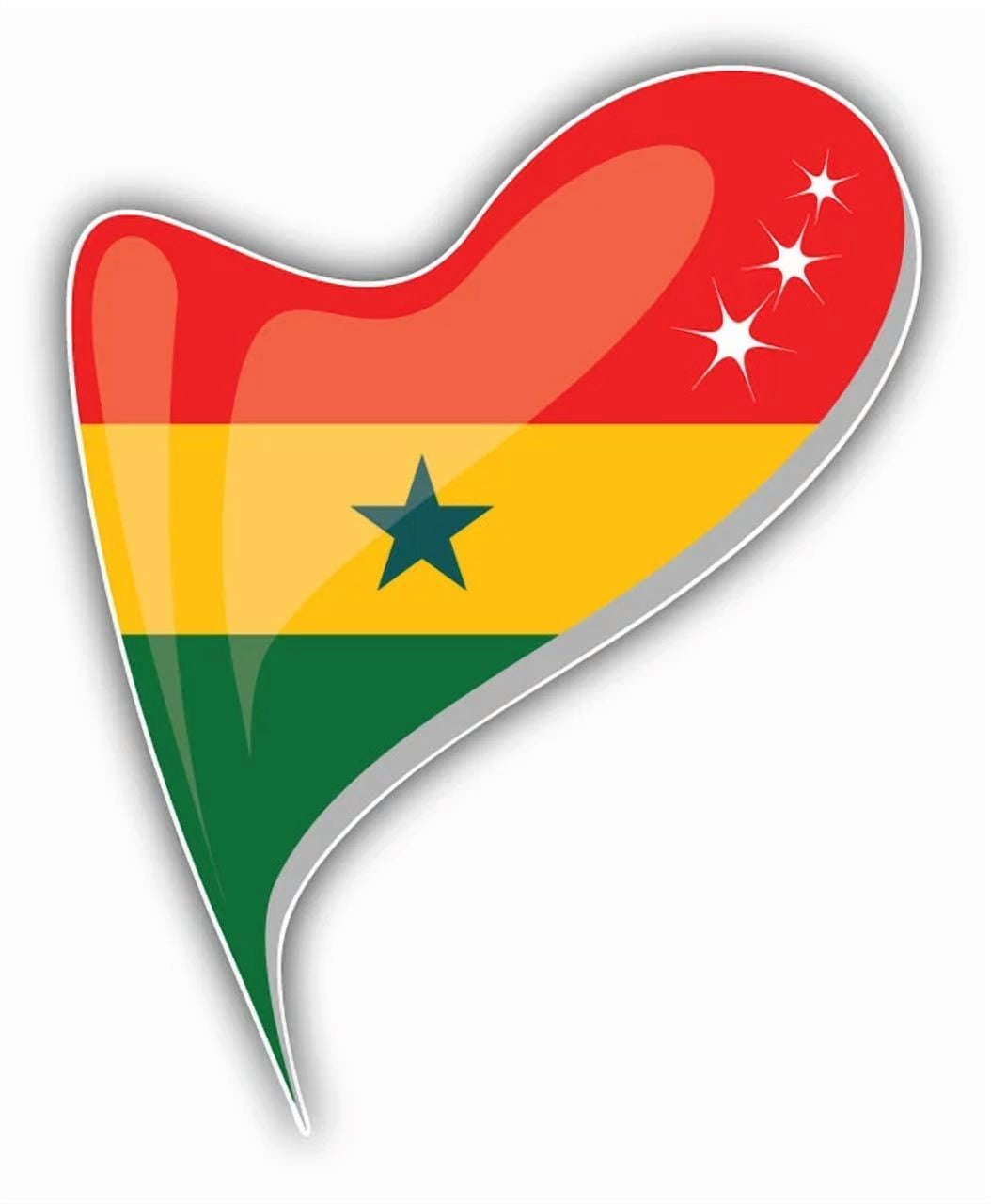 DOPASTICKER Ghana Flag Art Heart Sticker Decal Phone Decal Water Bottle ...