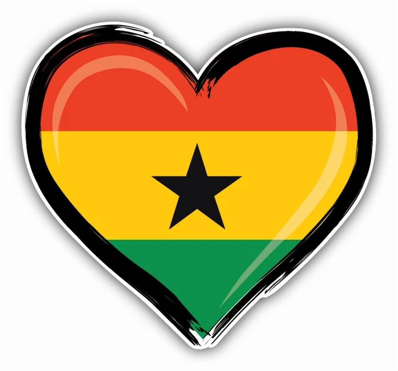 DOPASTICKER Ghana Flag Grunge Heart Car Sticker Phone Water Bottle ...