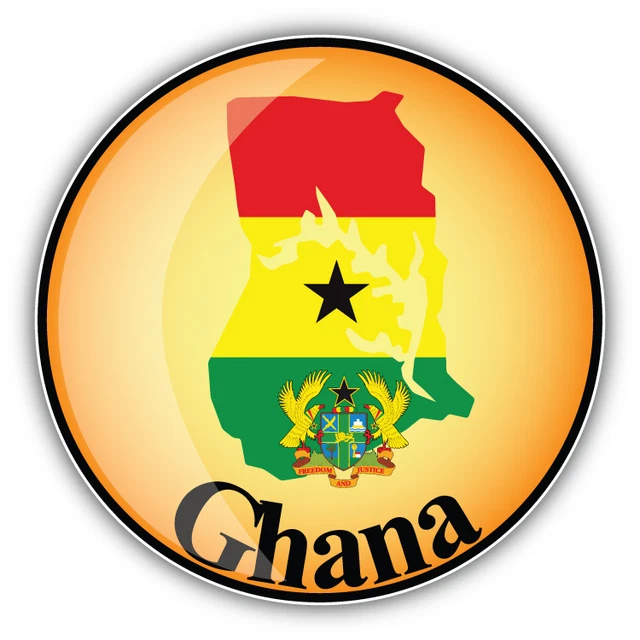 DOPASTICKER Ghana Map Flag Sticker Decal Phone Decal Water Bottle ...