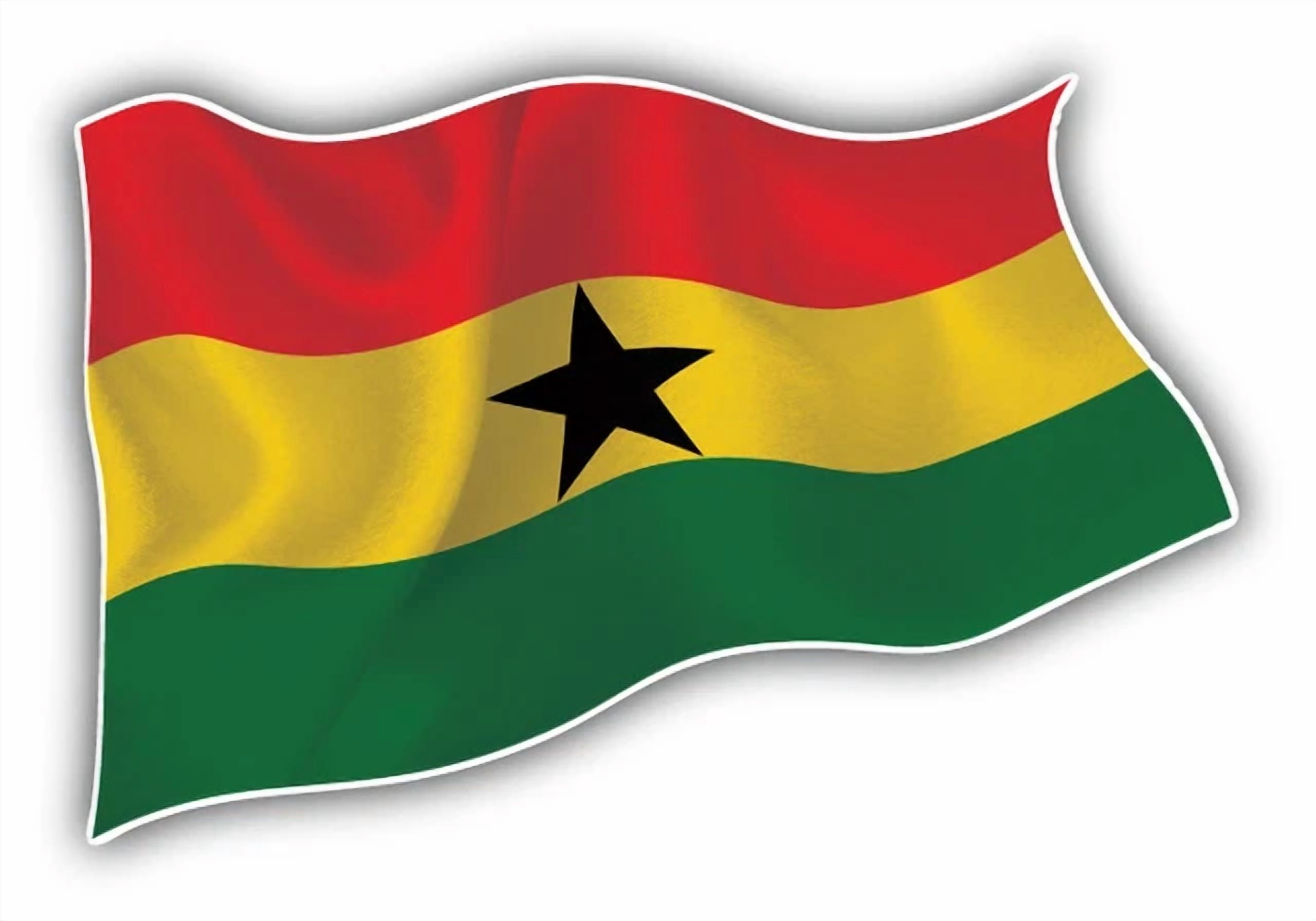 DOPASTICKER Ghana Waving Flag Car Sticker Phone Water Bottle Stickers ...
