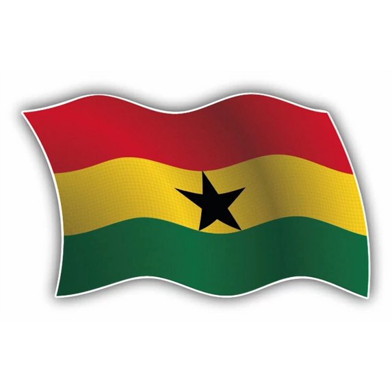 DOPASTICKER Ghana Wavy Flag Sticker Decal Phone Decal Water Bottle ...
