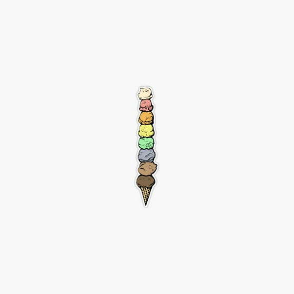 DOPASTICKER Giant Rainbow Ice Cream Cone - Single Sticker, Phone ...