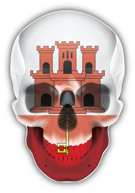 DOPASTICKER Gibraltar Flag Human Skull Sticker Decal Phone Decal Water ...