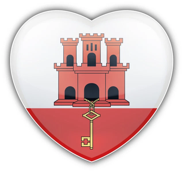 DOPASTICKER Gibraltar Glossy Heart Flag Sticker Decal Phone Decal Water ...
