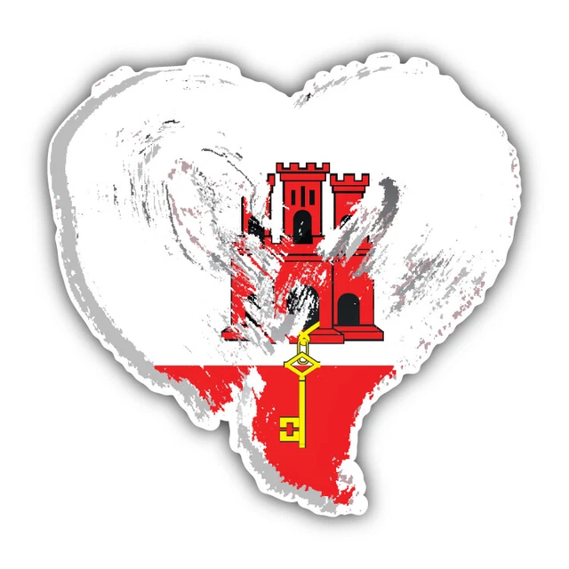 DOPASTICKER Gibraltar Heart Flag Sticker Decal Phone Decal Water Bottle ...
