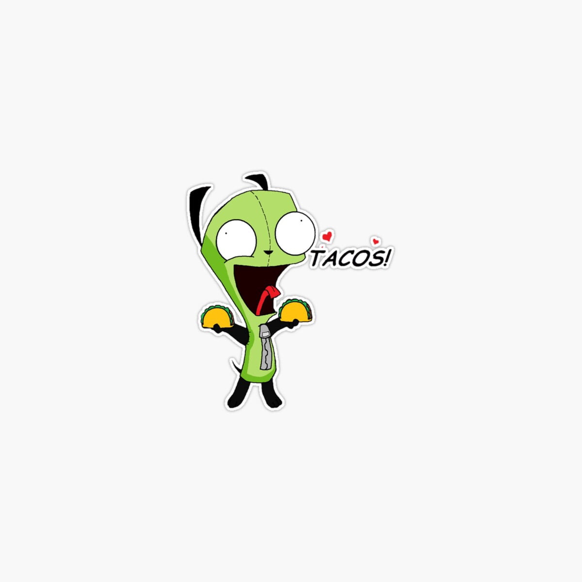 DOPASTICKER Gir Loves Tacos (Invader Zim) Sticker, Phone Sticker Car ...