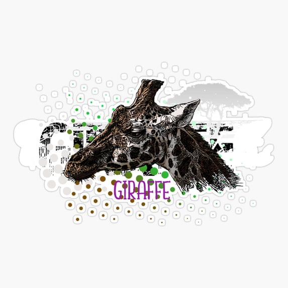 DOPASTICKER Giraffe Head Banner Vector Illustration Sticker, Phone ...