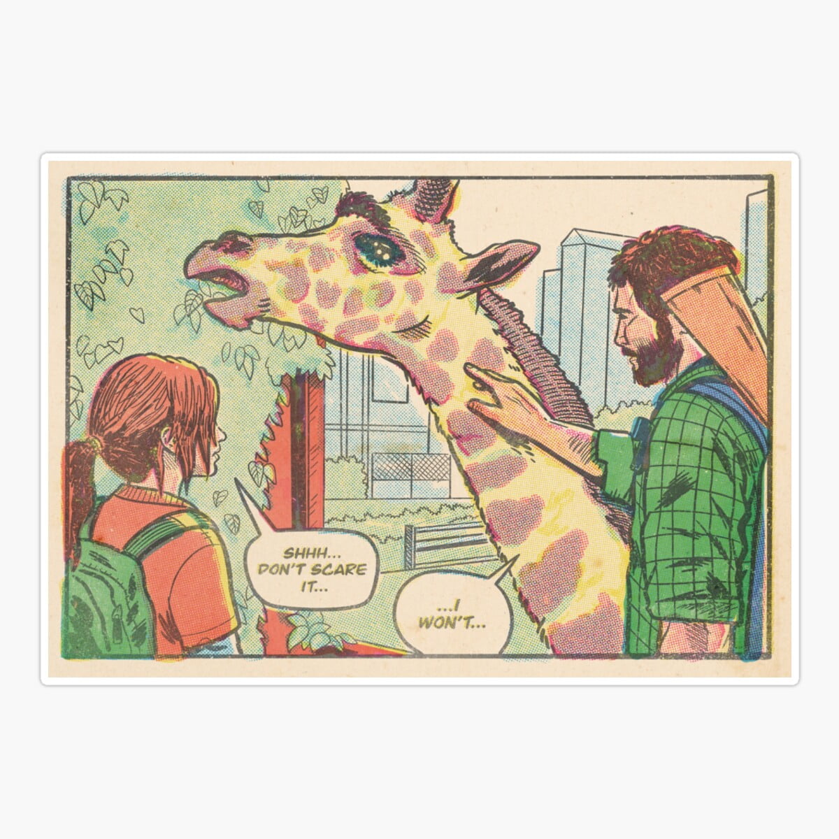 DOPASTICKER Giraffe Scene Comic Panel Fan Art Sticker, Phone Sticker ...