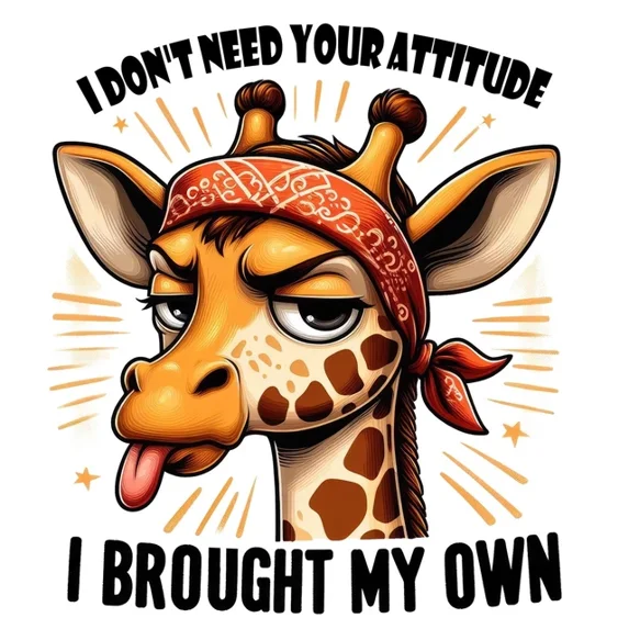 DOPASTICKER Giraffe Sticker Attitude Tongue Sticking Out Grumpy Phone Decal Water Bottle ...