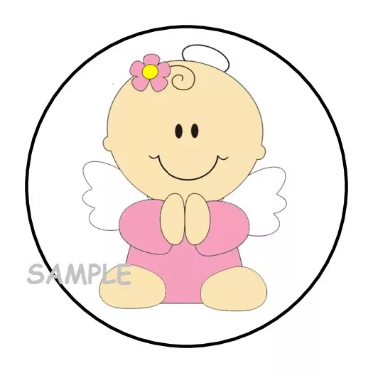 DOPASTICKER Girl Baptism Stickers Favors Round Party Favors Decorations ...
