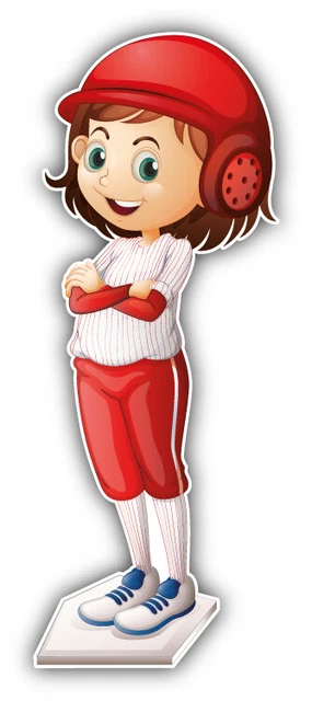 DOPASTICKER Girl Baseball Player Car Sticker Phone Decal Water Bottle ...