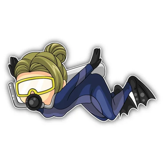 DOPASTICKER Girl Diver Sticker Decal Phone Decal Water Bottle Stickers ...