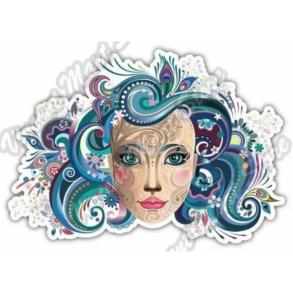 DOPASTICKER Girl Face Abstract Ornament Colorful Car Sticker Decal ...