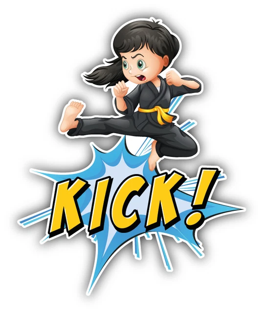 DOPASTICKER Girl Fighter Kick Car Sticker Phone Decal Water Bottle ...
