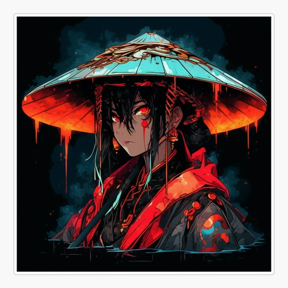 DOPASTICKER Girl In Sedge Hat Sticker, Phone Sticker Water Bottle ...