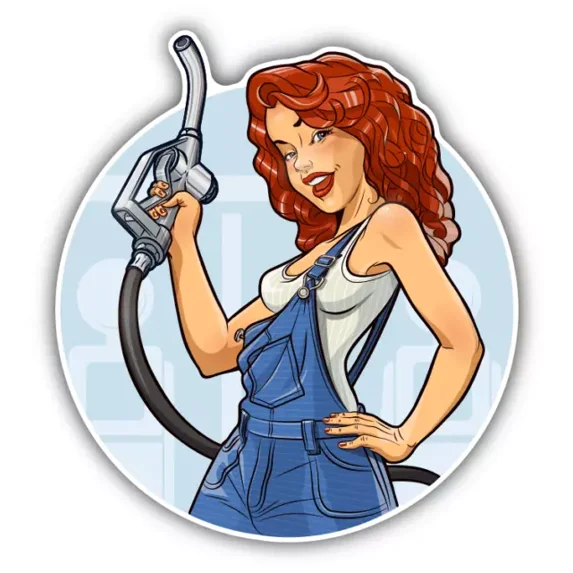 DOPASTICKER Girl Petrol Pump Sticker Decal Phone Decal Water Bottle ...