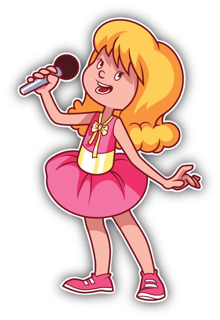 DOPASTICKER Girl Singing Cartoon Sticker Decal Phone Decal Water Bottle ...