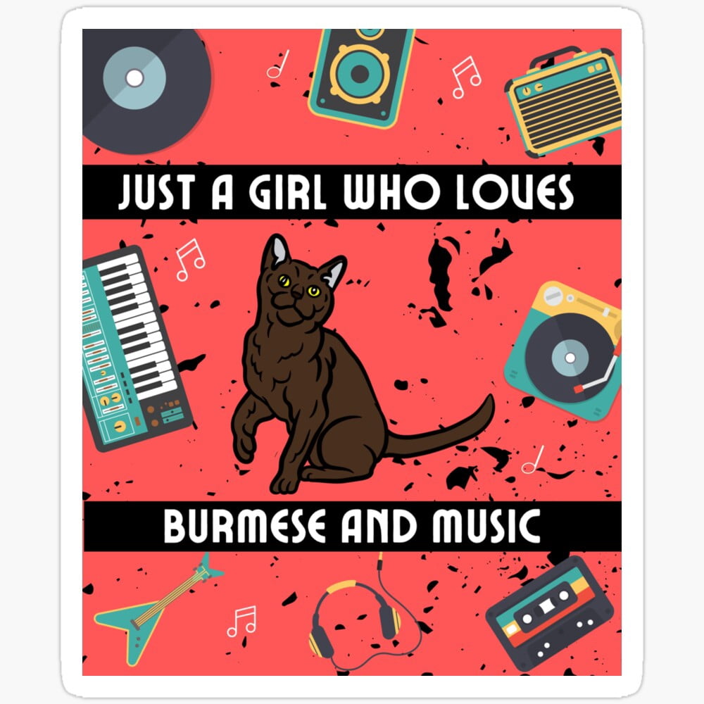 DOPASTICKER Girl Who Loves Burmese, Burmese Sticker Phone Sticker ...