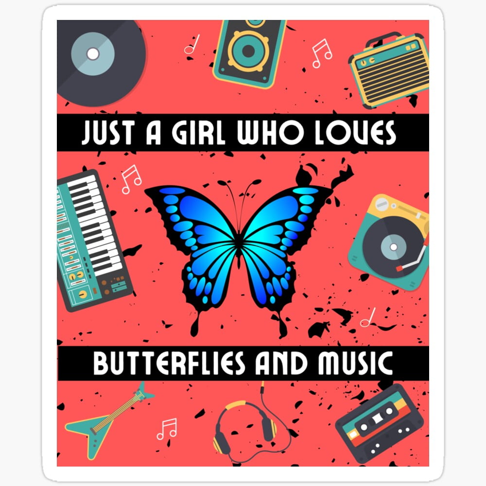 DOPASTICKER Girl Who Loves Butterflies, Butterflies Sticker Phone ...