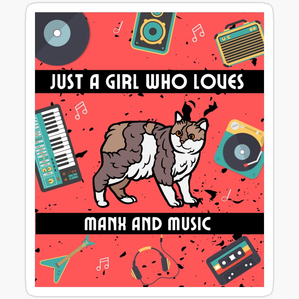 DOPASTICKER Girl Who Loves Manx, Manx Sticker Phone Decal Water Bottle ...