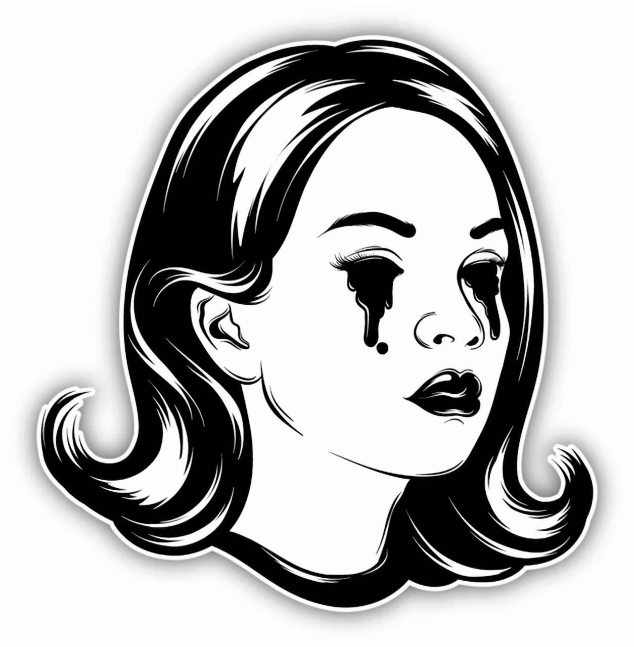 DOPASTICKER Girl With Bleeding Eyes Sticker Decal Phone Decal Water ...