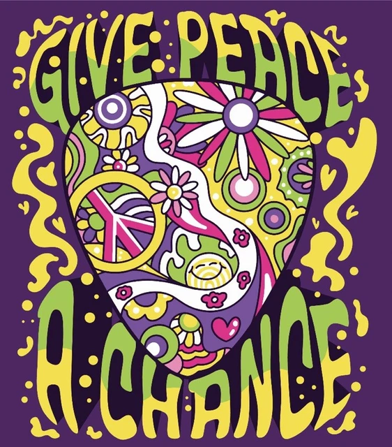 DOPASTICKER Give Peace A Chance Sticker Guitar Pick Trippy Colorful ...
