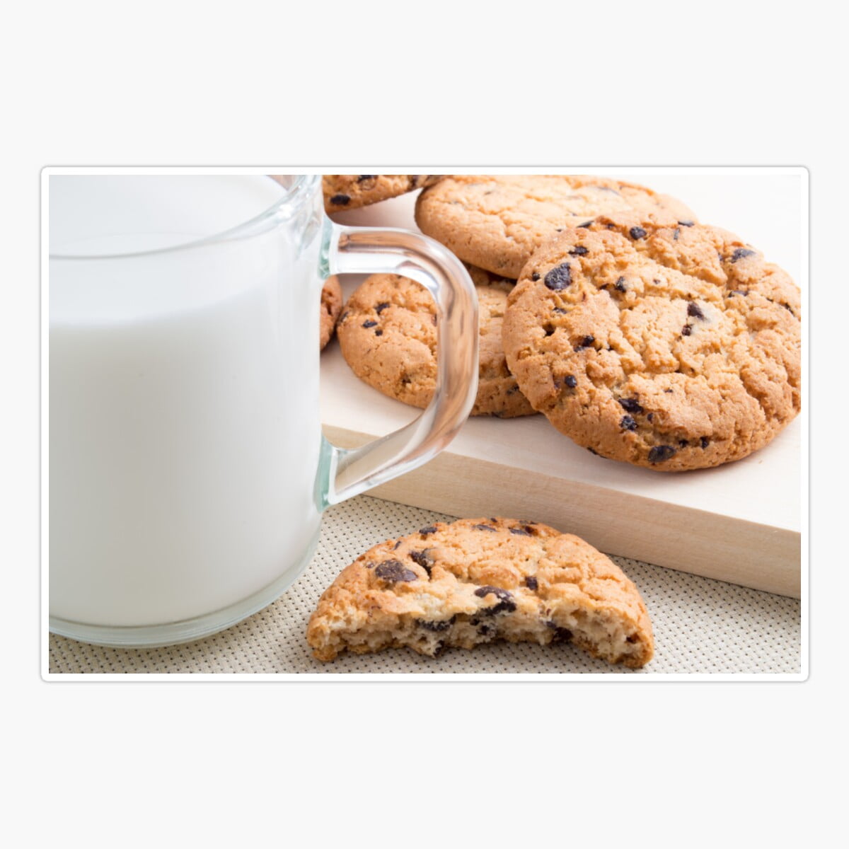 DOPASTICKER Gl Cup With Milk And Oatmeal Cookies With Chocolate Sticker ...