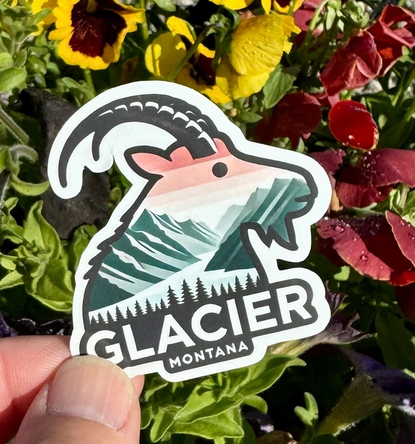 DOPASTICKER Glacier Park Mountain Goat Sticker, Decal, Colorful, Travel ...