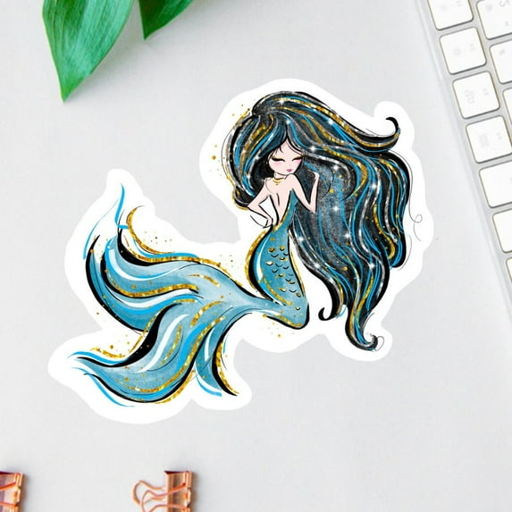 DOPASTICKER Glam Mermaid Sticker, Fantasy Laptop Sticker, Cute Water ...