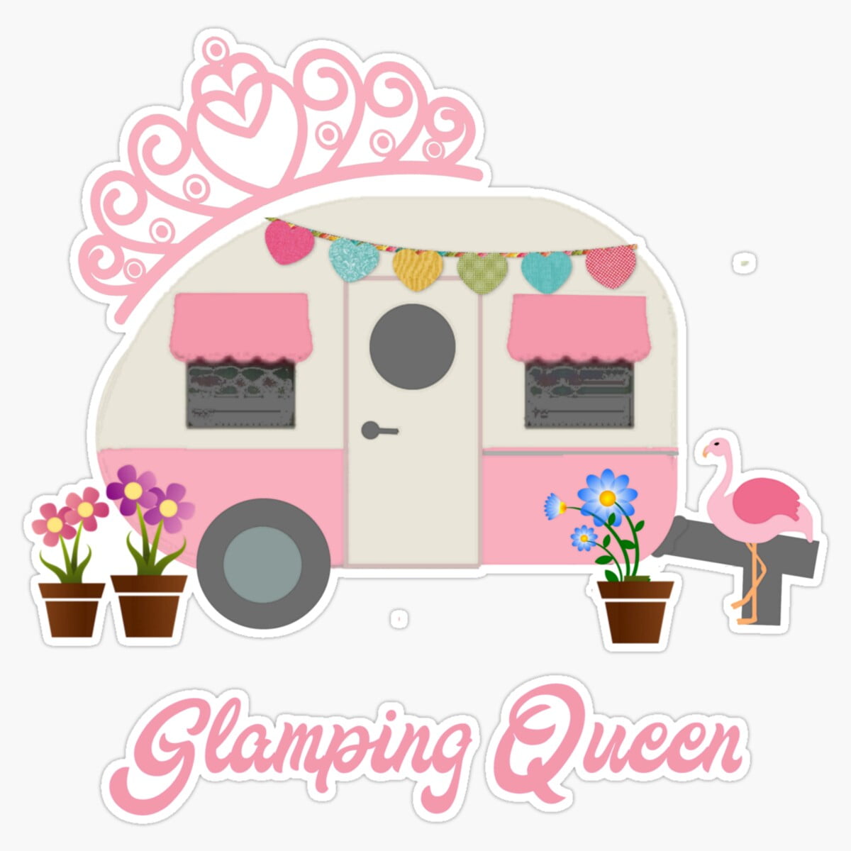DOPASTICKER Glamping Queen Pink Sticker, Phone Sticker Water Bottle ...