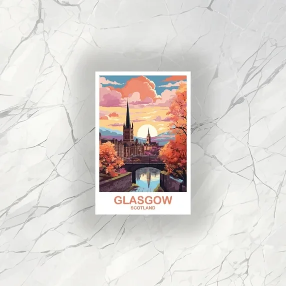 DOPASTICKER Glasgow Travel Sticker Scotland Art For Glasgow Travel ...