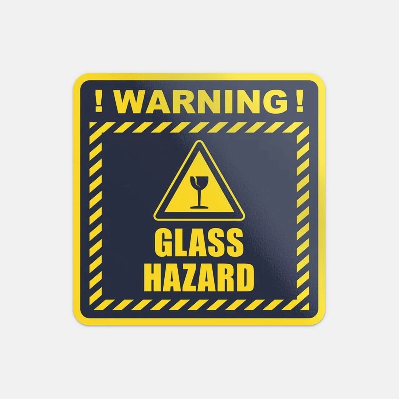 DOPASTICKER Glass Hazard Warning Sign Sticker Decal Phone Decal Water ...