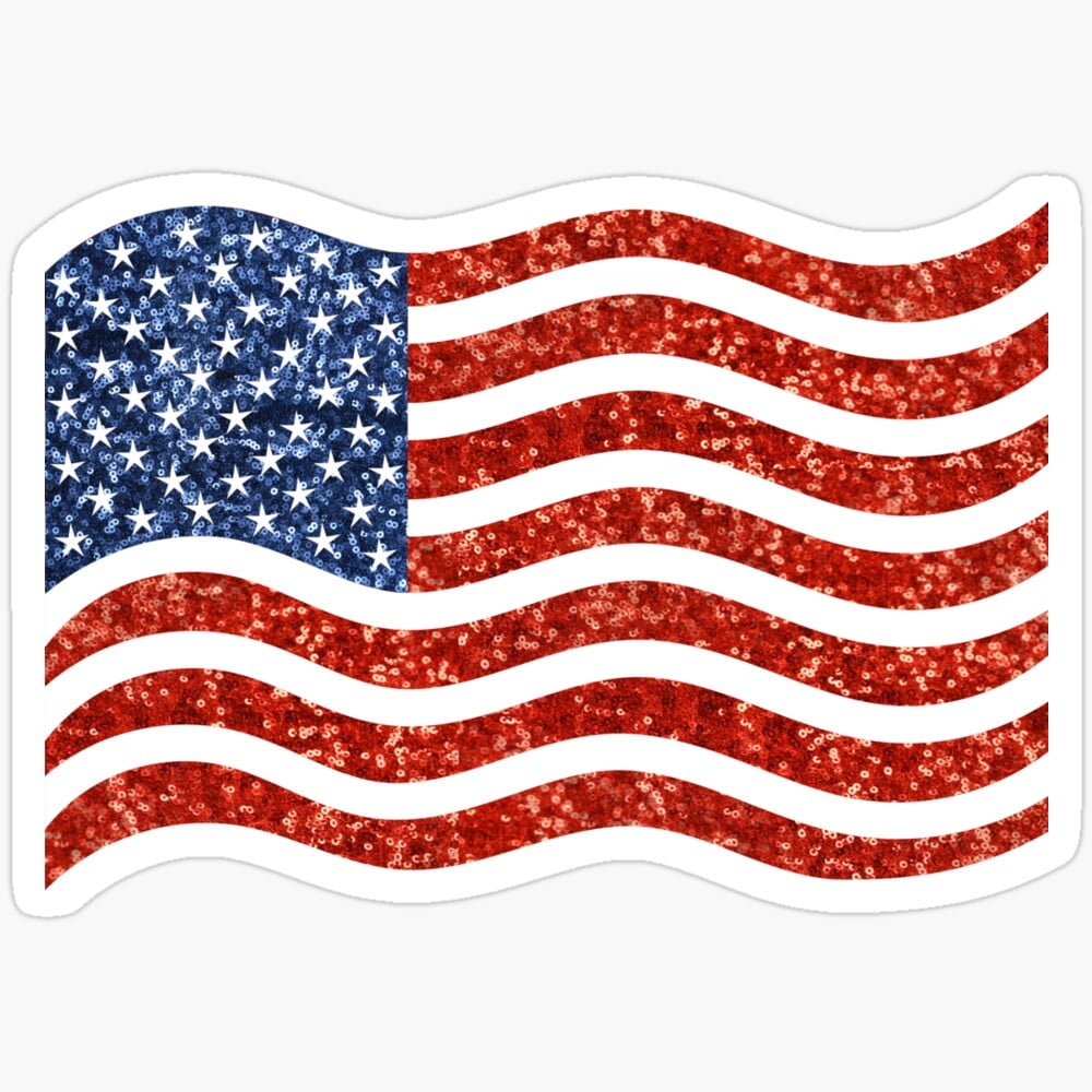 DOPASTICKER Glitter Print American Flag Sticker Fourth Of July Sticker ...