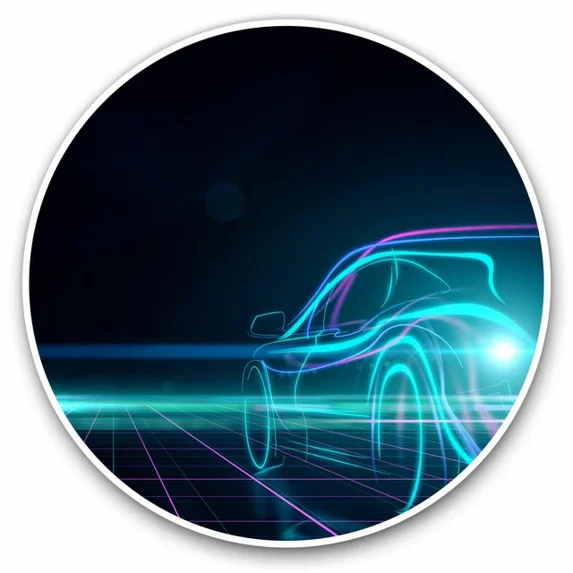 DOPASTICKER Glowing Digital Art Car Concept Cool Gift Decorative Laptop ...