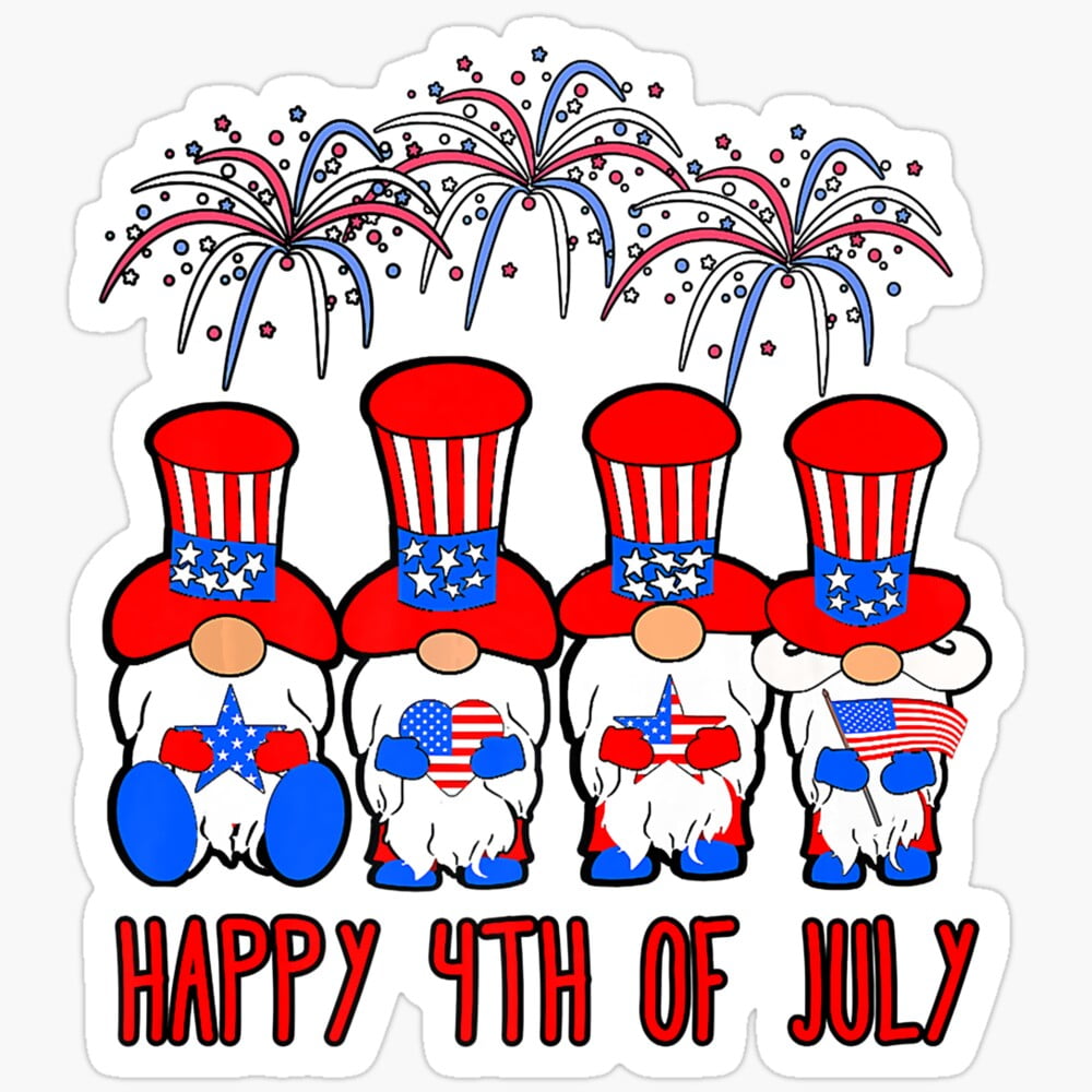 DOPASTICKER Gnomes Happy 4Th Of July Sticker Fourth Of July Sticker ...
