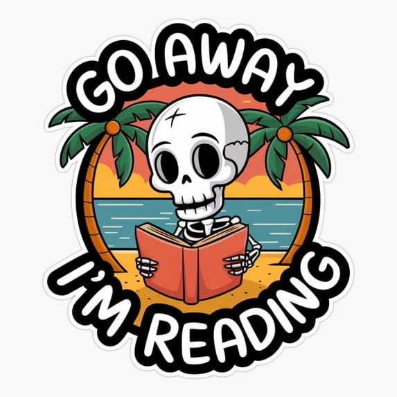 DOPASTICKER Go Away, I'M Reading, Skeleton Sticker, Phone Sticker Car ...